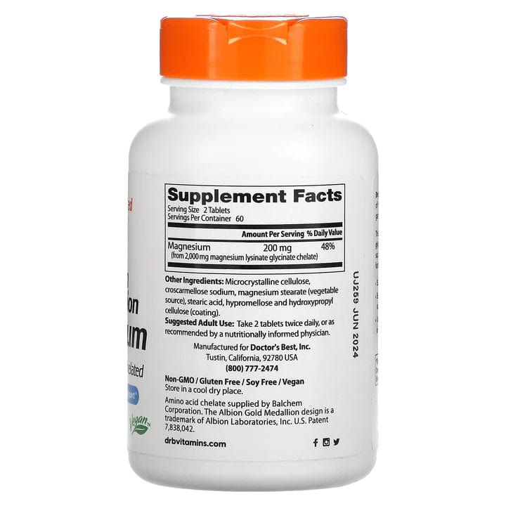 Doctor's Best Magnesio de Alta Absorción 100 mg 120 Comprimidos – Medpak